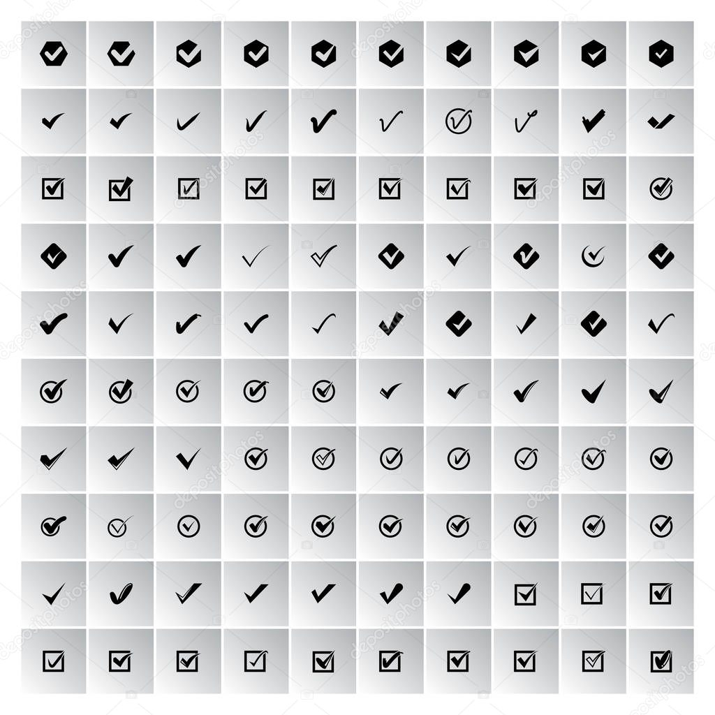 Check mark, check list icons set premium vector 2024