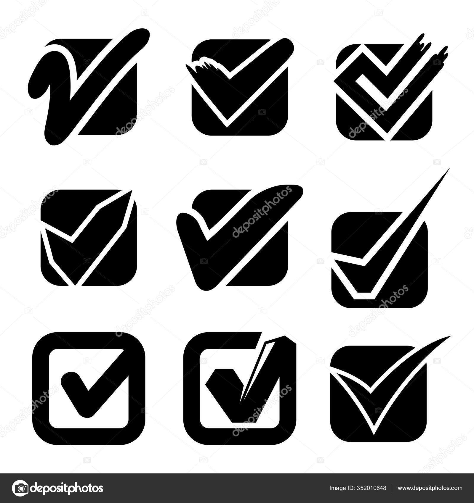 Check Mark Check List Symbols Set Stock Vector Image by ©loopang #352010648
