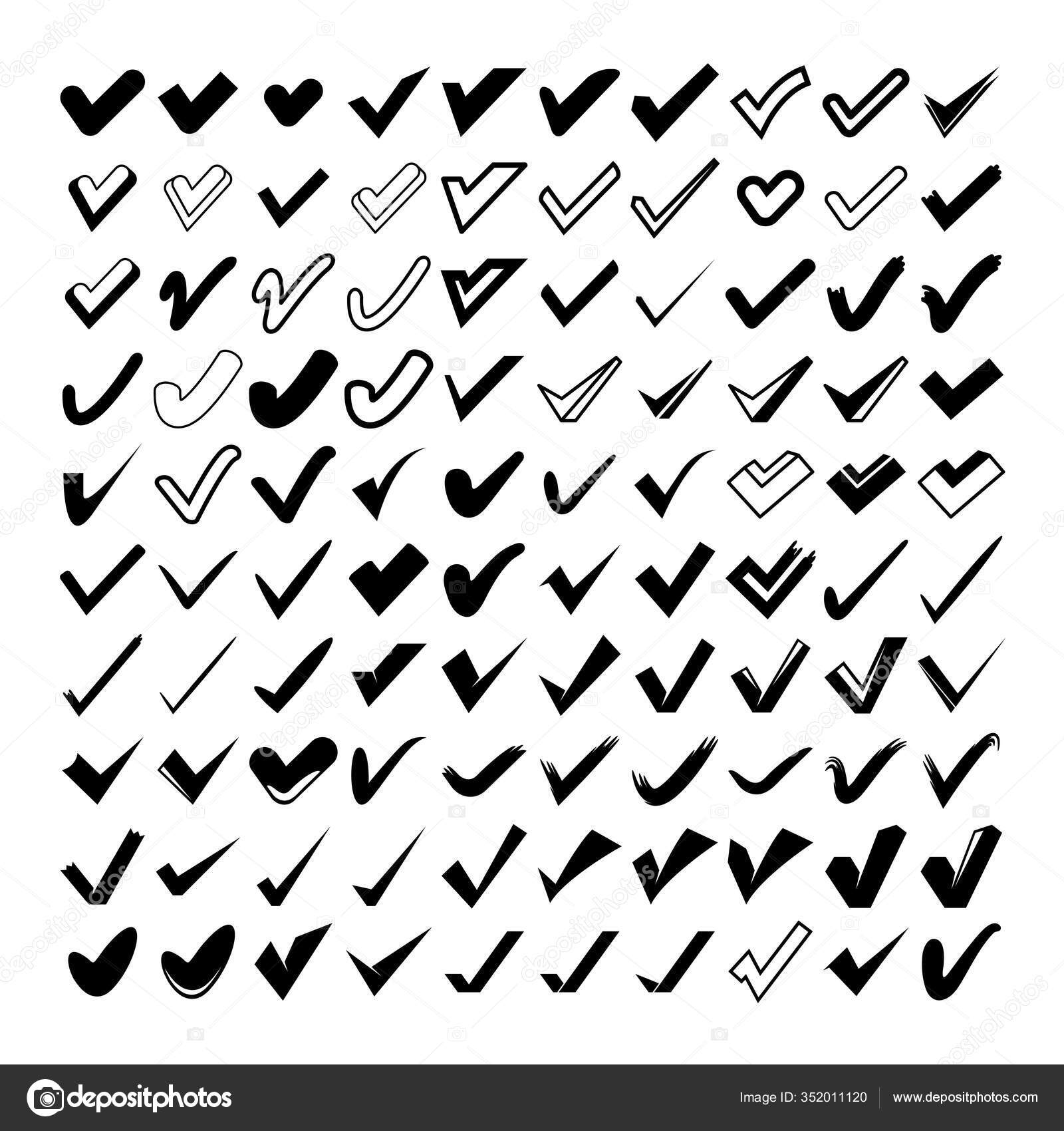 Lista Verificación Marcar Símbolos Conjunto Vector de stock #352011120 ...