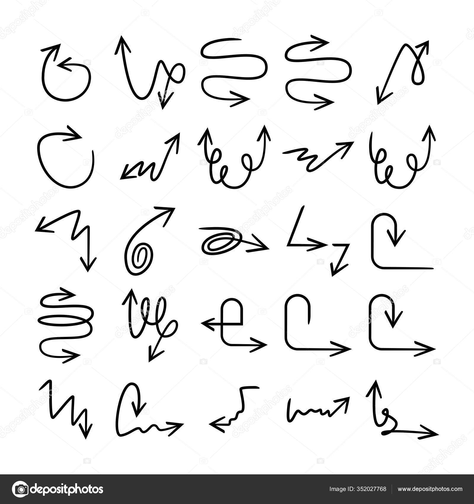 Doodle Hand Drawn Arrow Icons Set Stock Vector Image by ©loopang #352027768