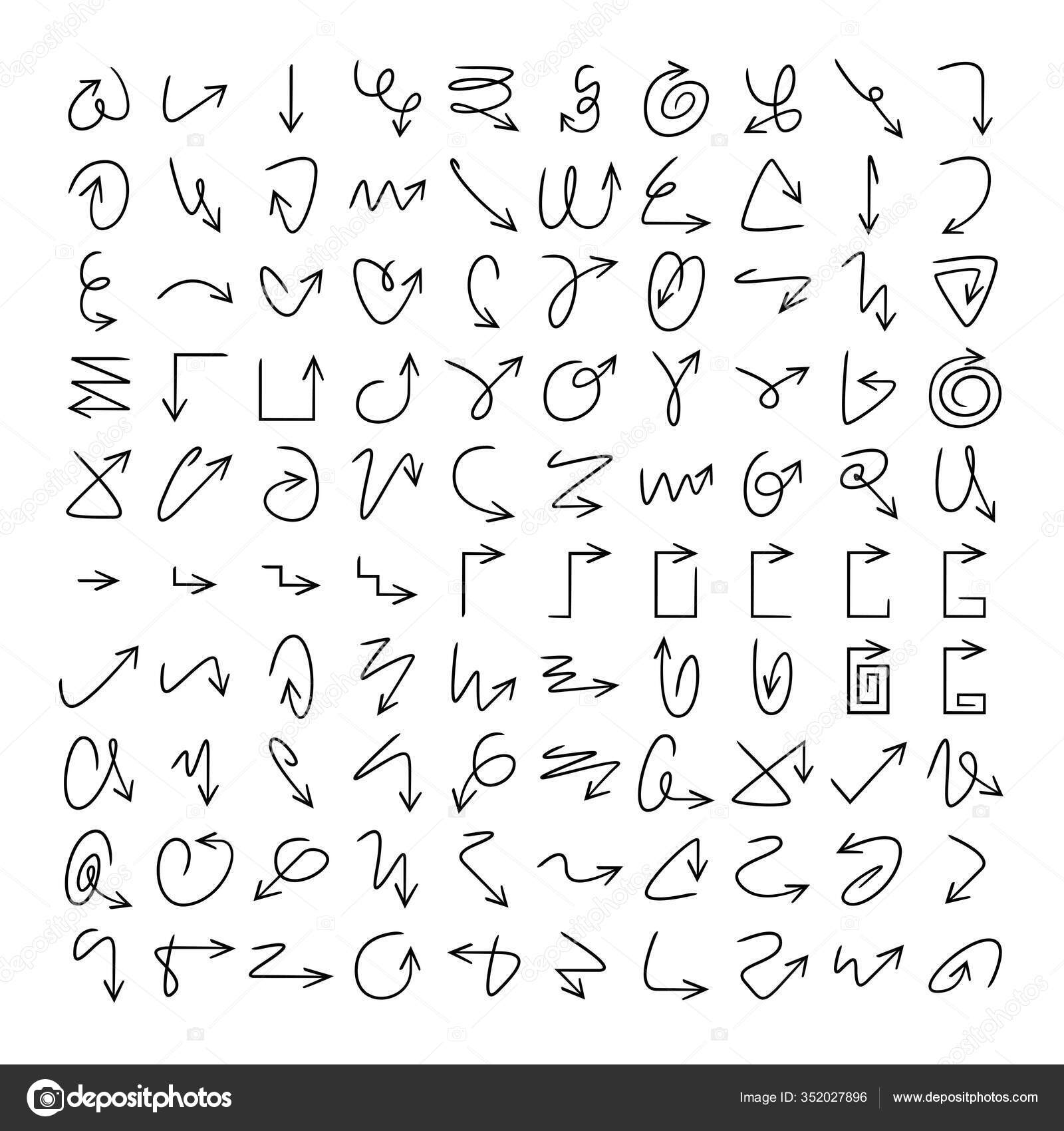 Doodle Hand Drawn Arrow Icons Set Stock Vector by ©loopang 352027896