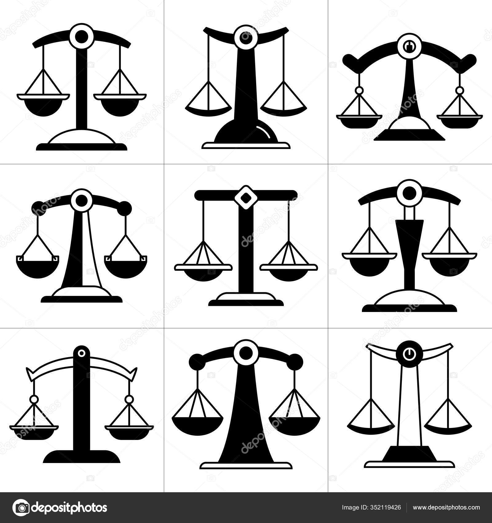 Justice Scale Balance Scale Icons Set Stock Vector by ©loopang 352119426