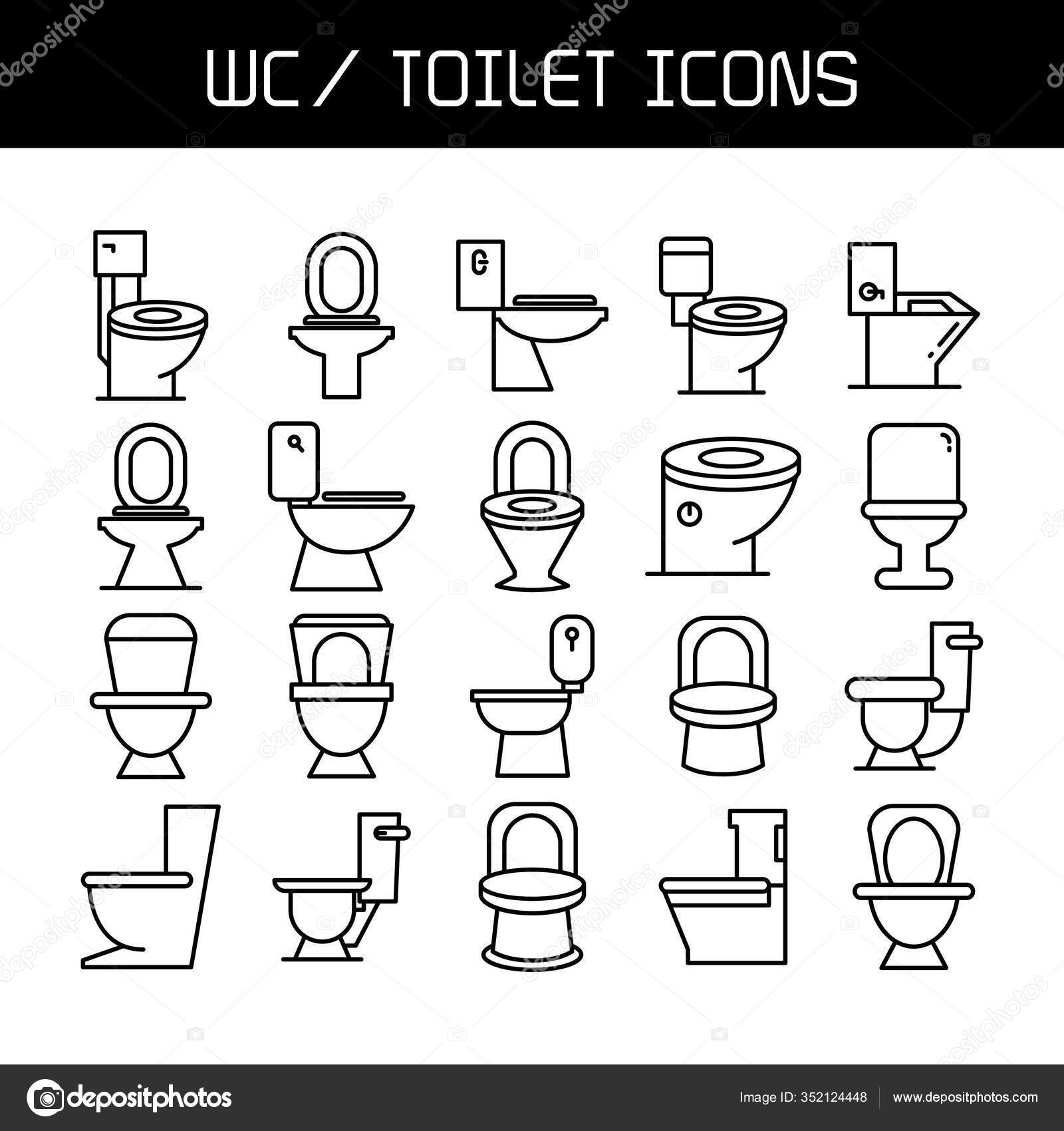 Toilet Icons Set Vector Line Design Stock Vector by ©loopang 352124448