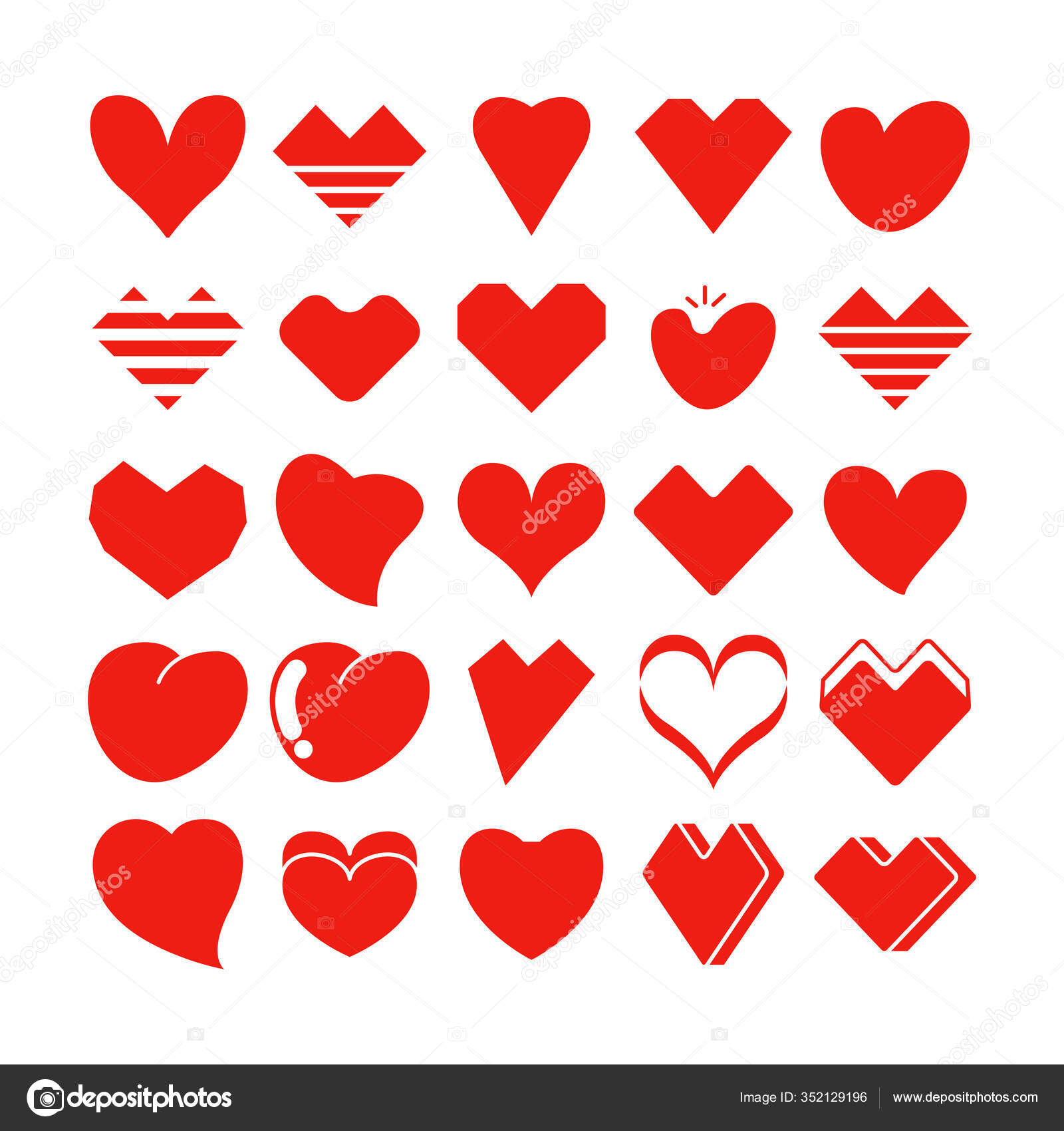 Red Heart Icons Vector Set Stock Vector by ©loopang 352129196