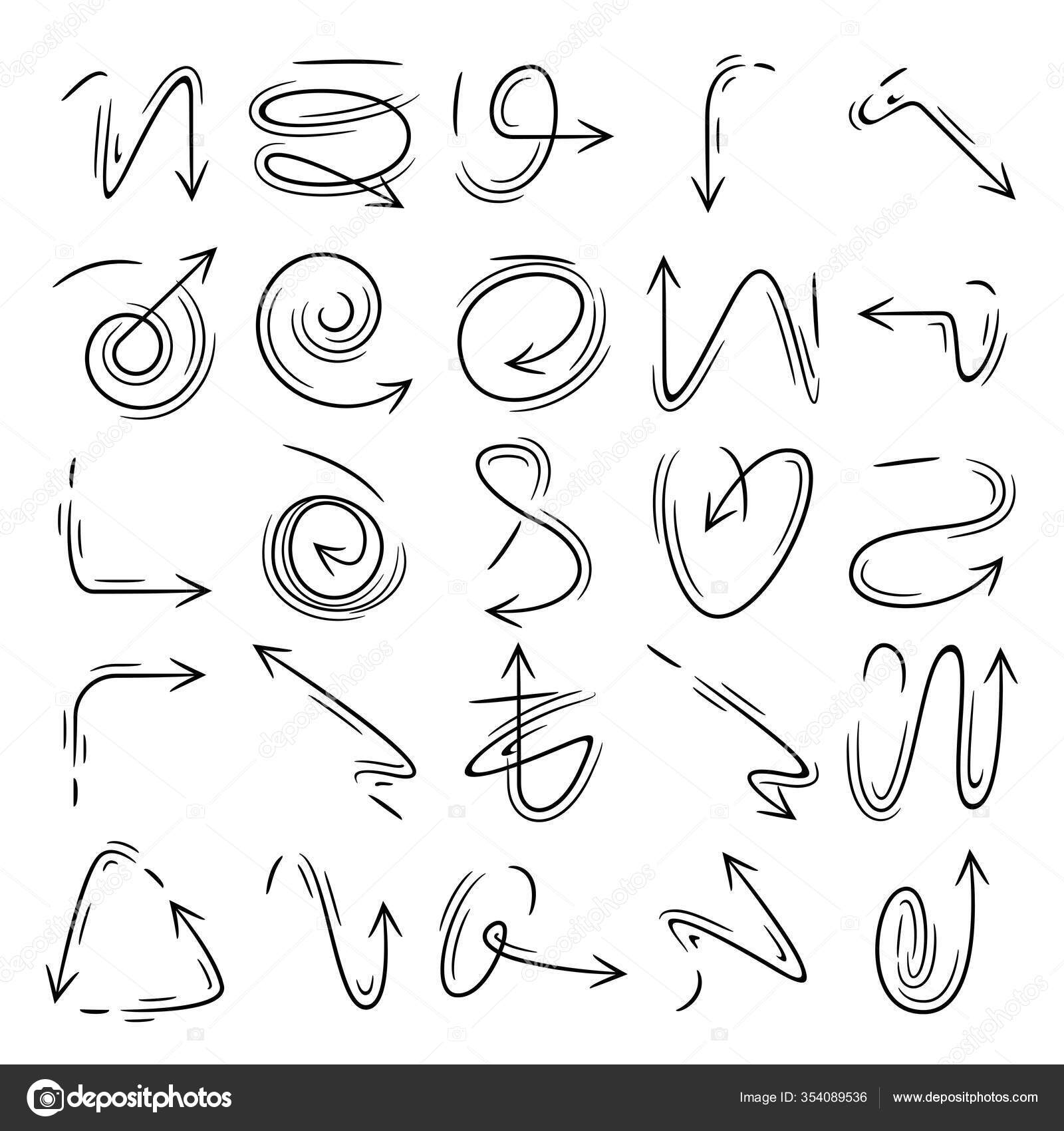 Doodle Curved Arrows Icons Vector Set Stock Vector by ©loopang 354089536