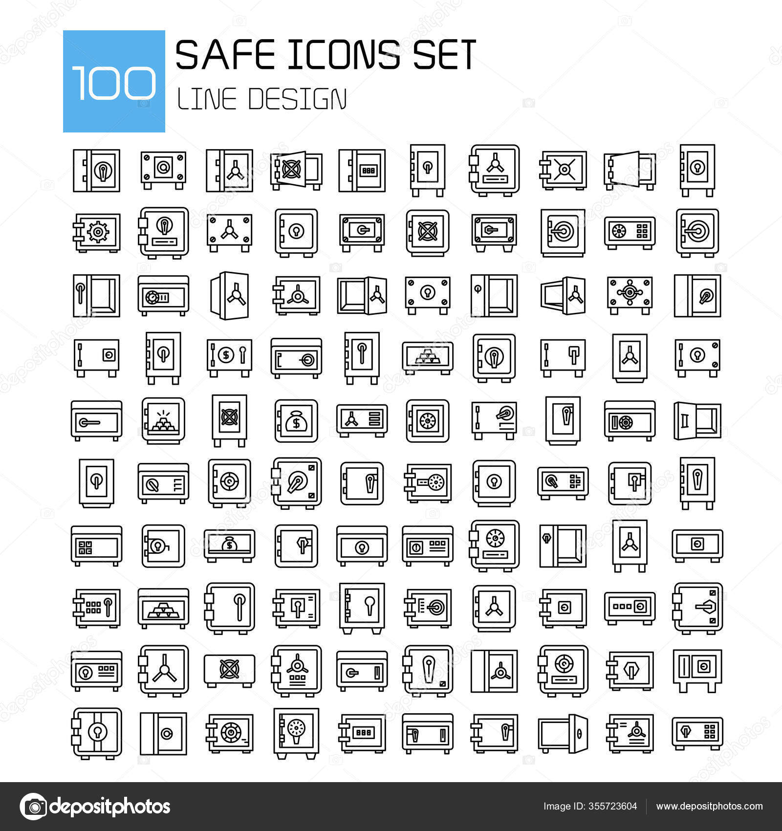 Big Set Safe Icons Line Vector Stock Vector Image by ©loopang #355723604