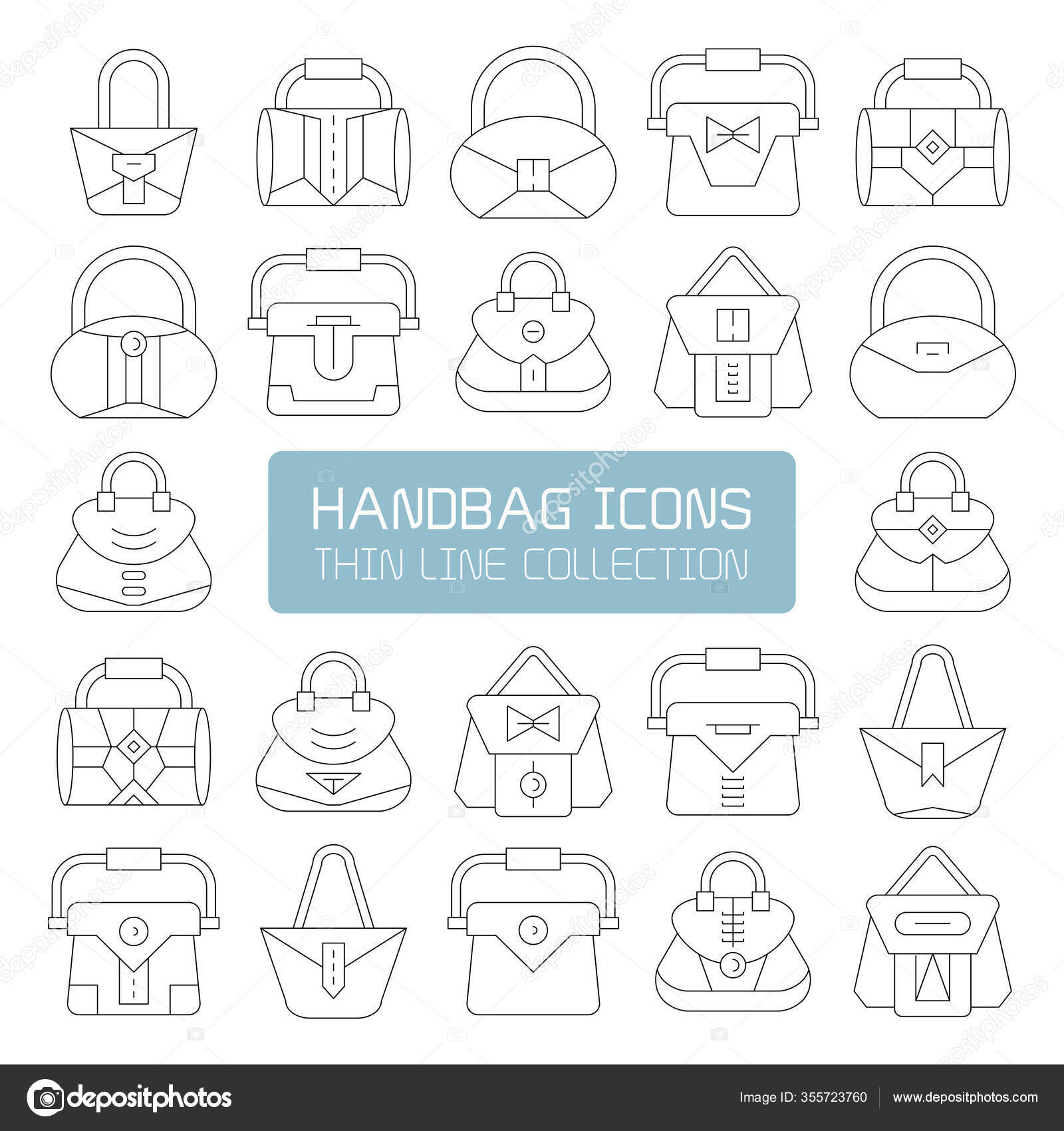 Handbag Pouch Icons Thin Line Design Stock Vector Image by ©loopang ...