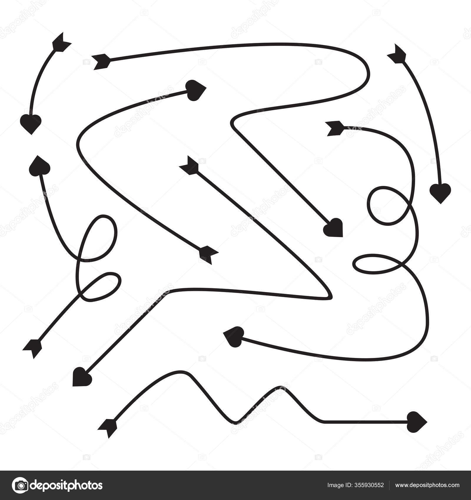 Arrow Line Heart Head Bows Set Stock Vector by ©loopang 355930552