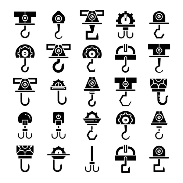 Crane Hook Hoist Icons Line Set Stock Vector by ©loopang 356083822