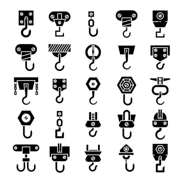 Crane Hook Hoist Icons Line Set Stock Vector by ©loopang 356083822