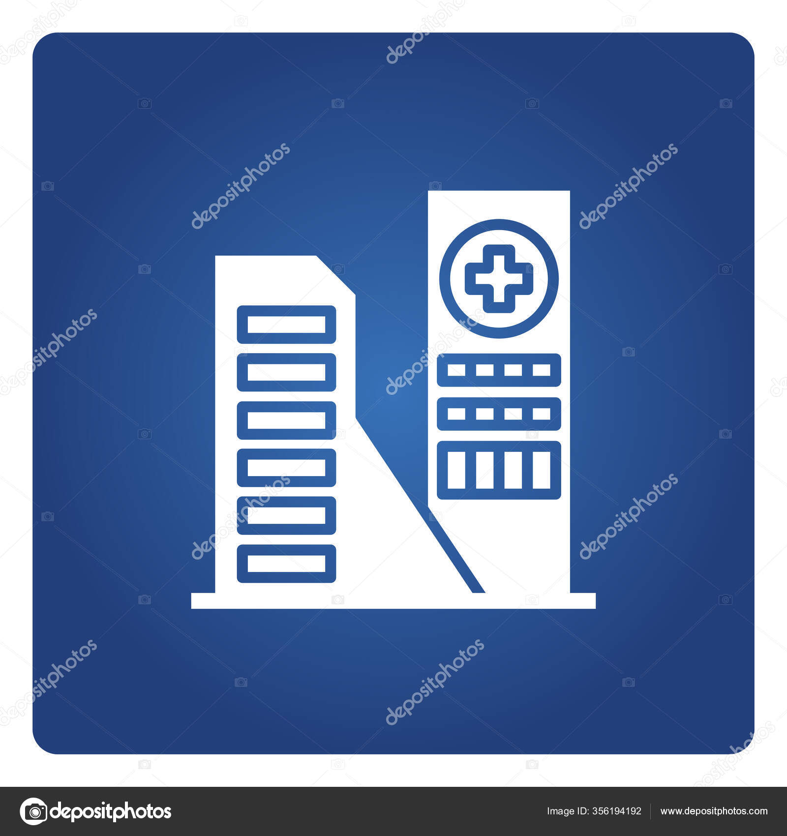 Icono Del Hospital Sobre Fondo Azul Vector de stock #356194192 de ©loopang