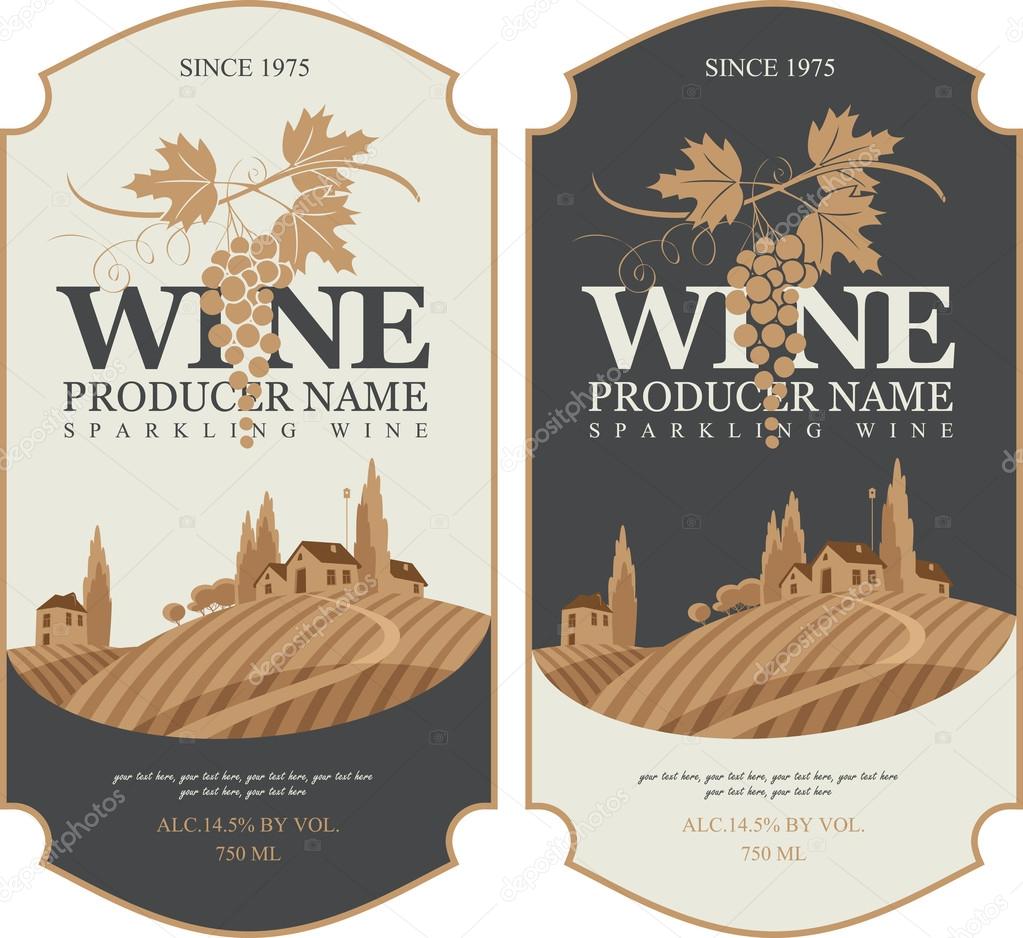 Wine labels with landscape of vineyards Stock Vector Image by ©paseven ...