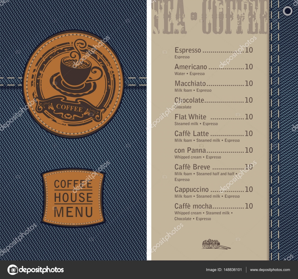 Coffee house menu on denim background with price Stock Vector by ...