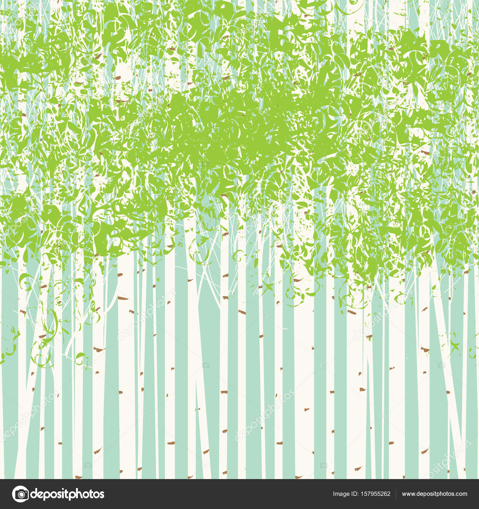 Abedul grove vector fondo contra el cielo azul Vector de stock ...