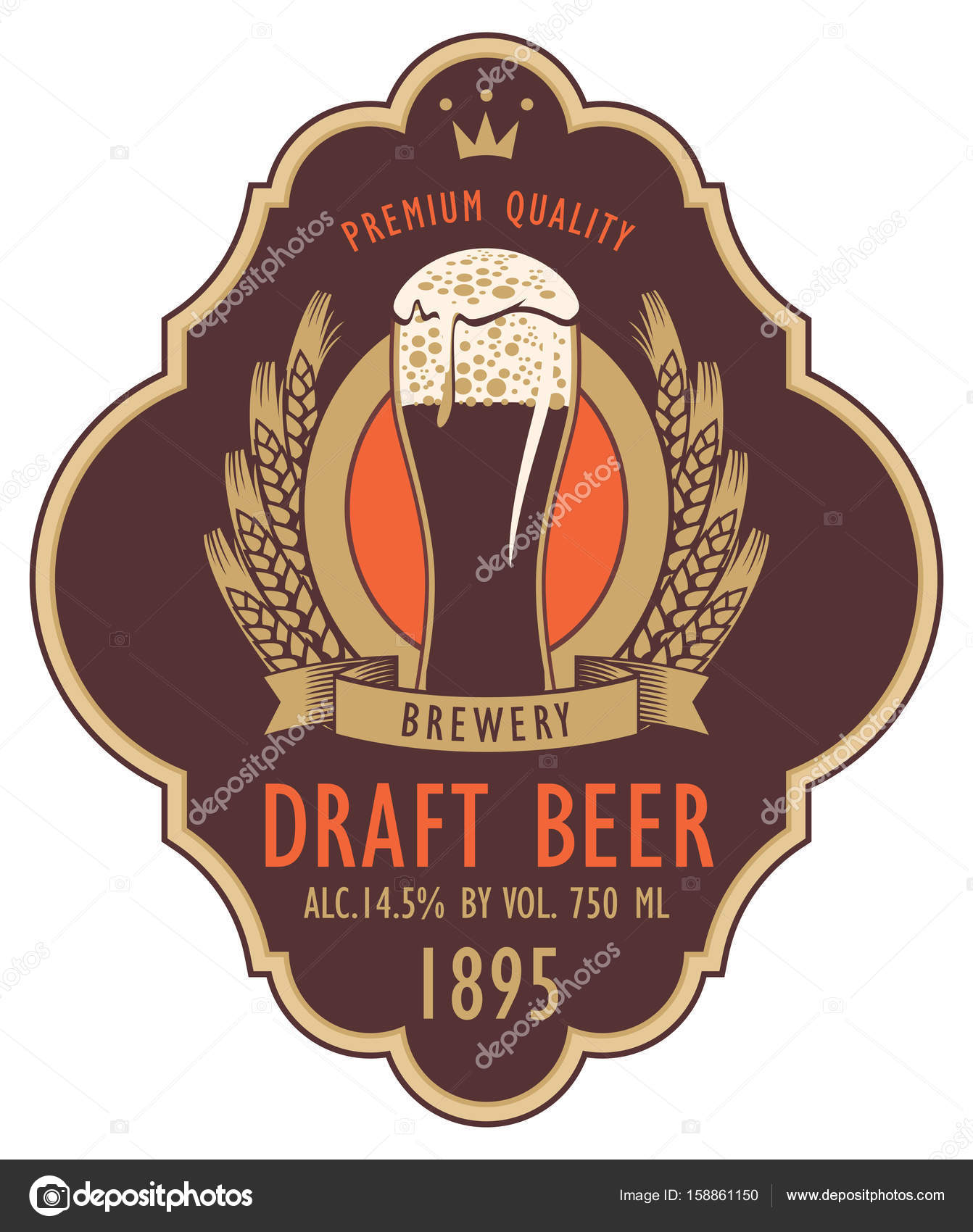 Label for draft beer with glass and coat of arms Stock Vector by ...