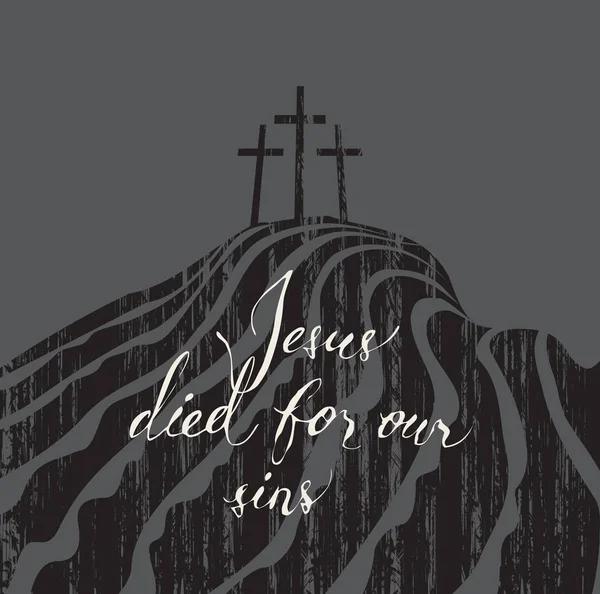 Vector Easter Banner Words Jesus Died Our Sins Crown Thorns Stock ...
