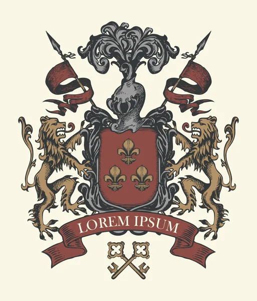 Medieval Heraldic Coat Of Arms In Vintage Style ⬇ Vector Image By