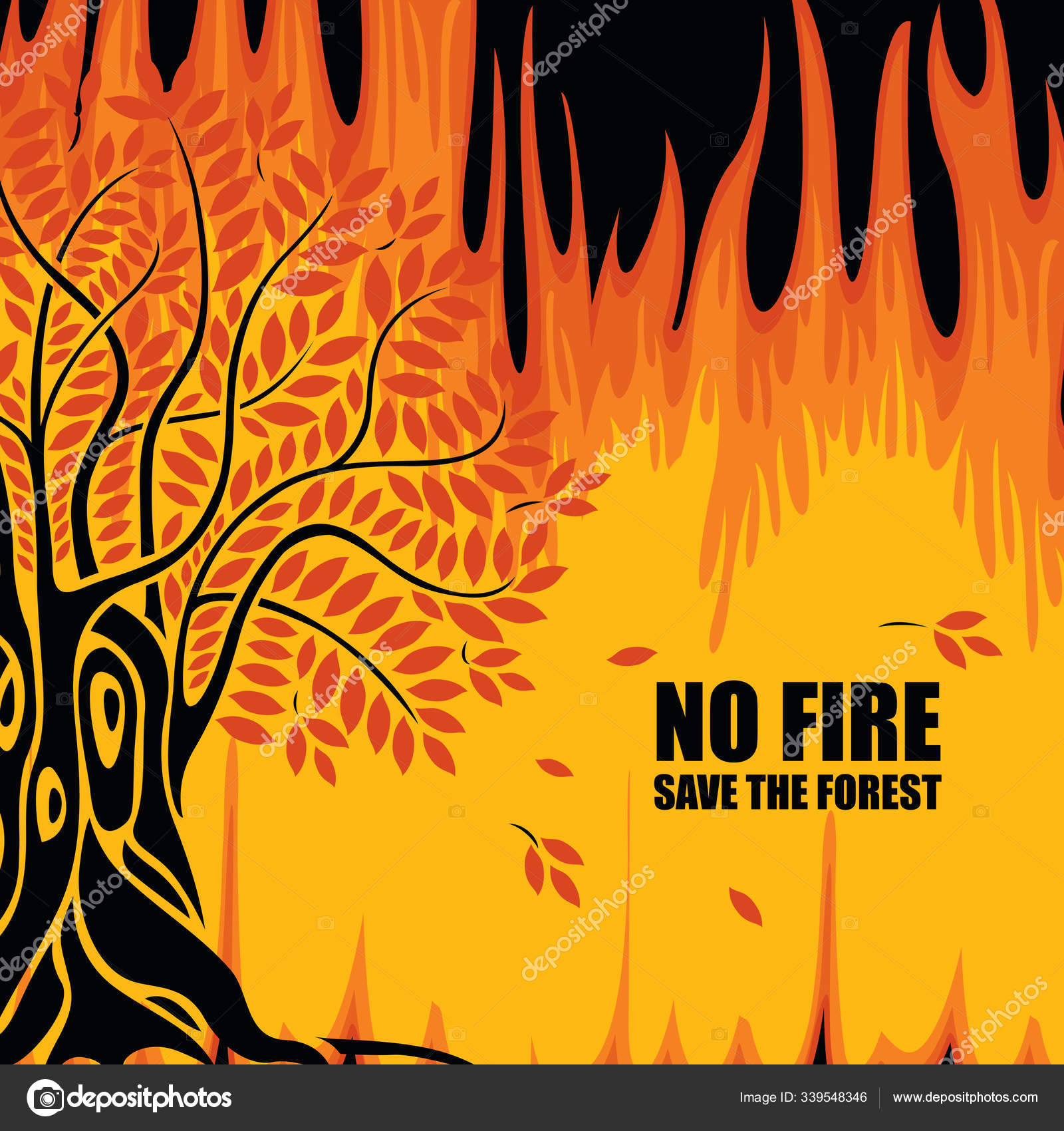 ECO poster on the theme of forest fires, save the forest Stock Vector ...