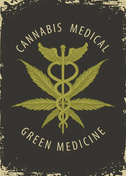Vector Banner Retro Style Medical Cannabis Botanical Illustration ...