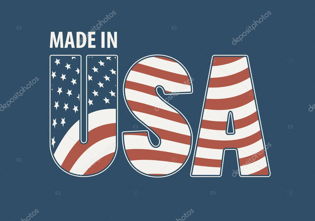 Bandera vectorial con las palabras Made in USA y las letras USA en los ...