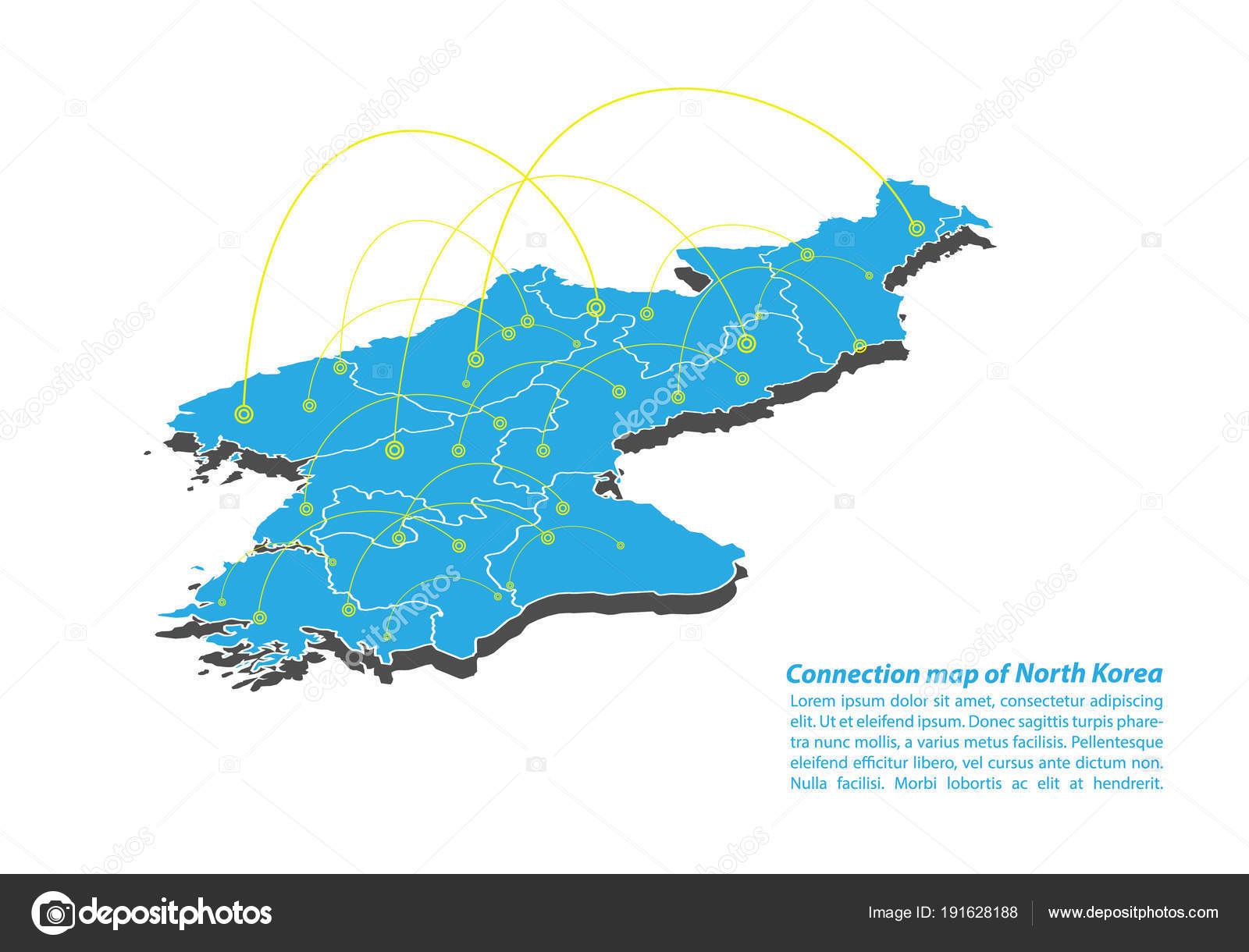 Modern North Korea Map Connections Network Design Best Internet Concept ...