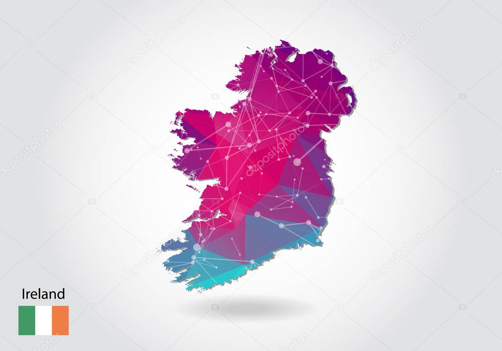 Vector poligonal ireland map. Diseño polivinílico bajo. mapa hecho de ...