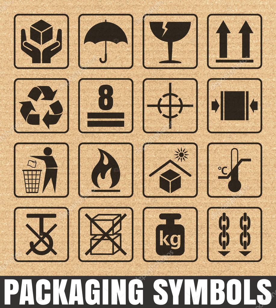 Símbolos de embalaje en cartón 2023