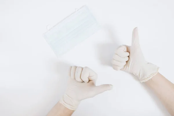 Egyszínű Kék Maszk Vírusok Elleni Védelemre Fehér Alapon Kovid ...