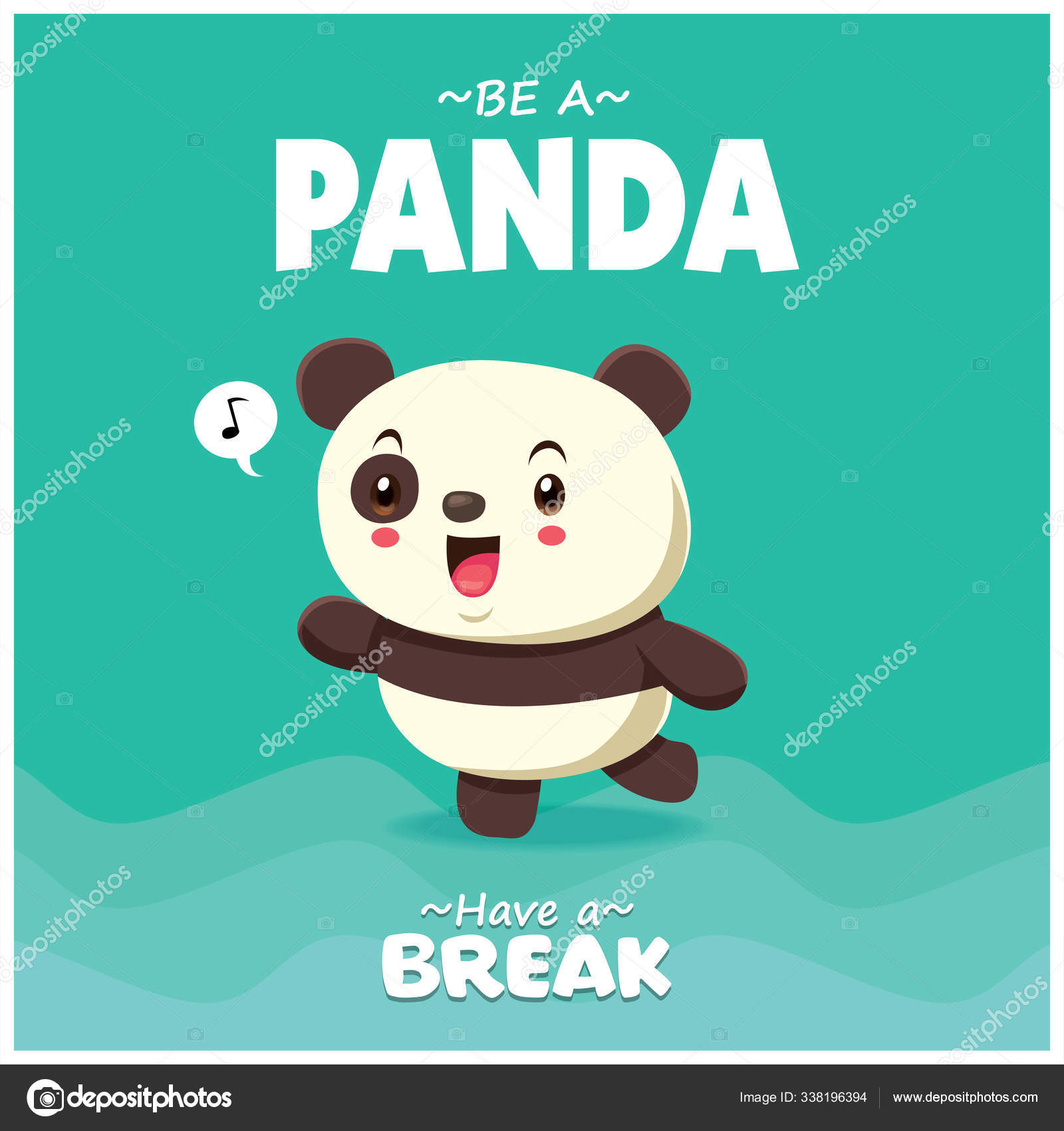 Vintage Poster Design Vector Panda Character Stock Vector Image by ...
