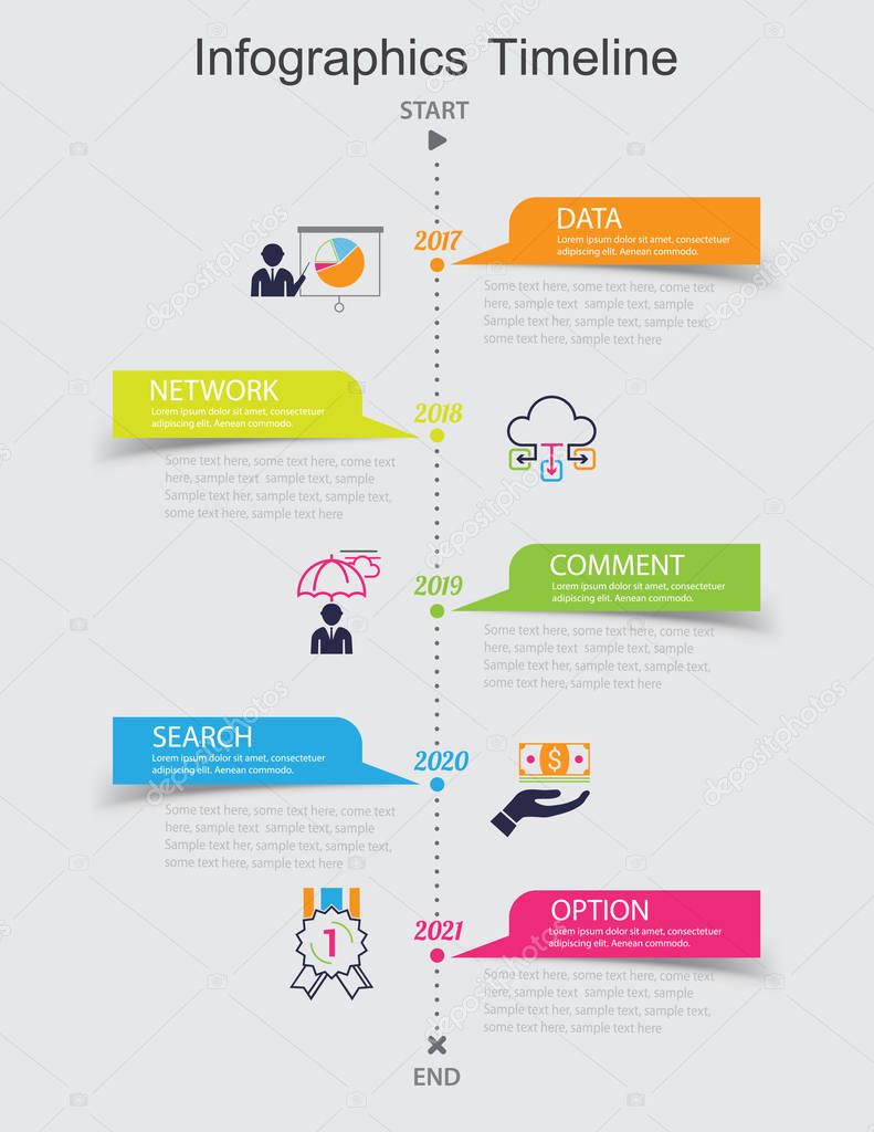 Plantilla de diseño vectorial de iconos e infografía de línea temporal ...