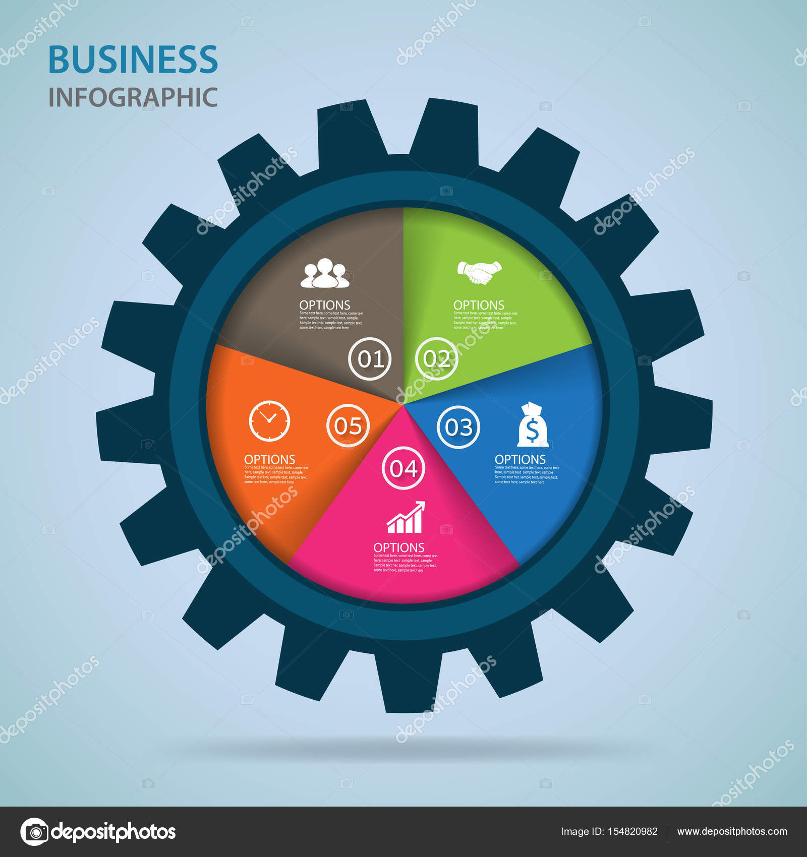 Modern infographics process with connected , icons and text for Stock ...