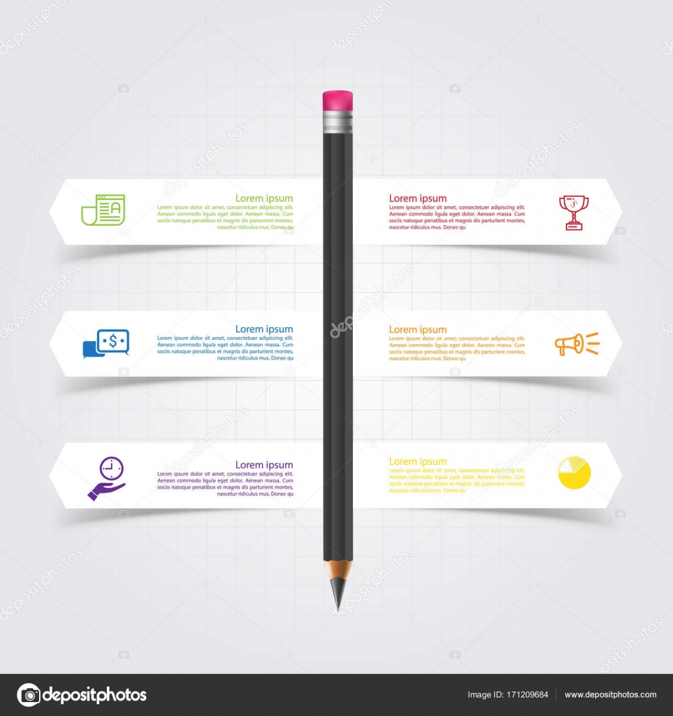 Template with pencil ribbon. Infographics vector illustration Stock ...