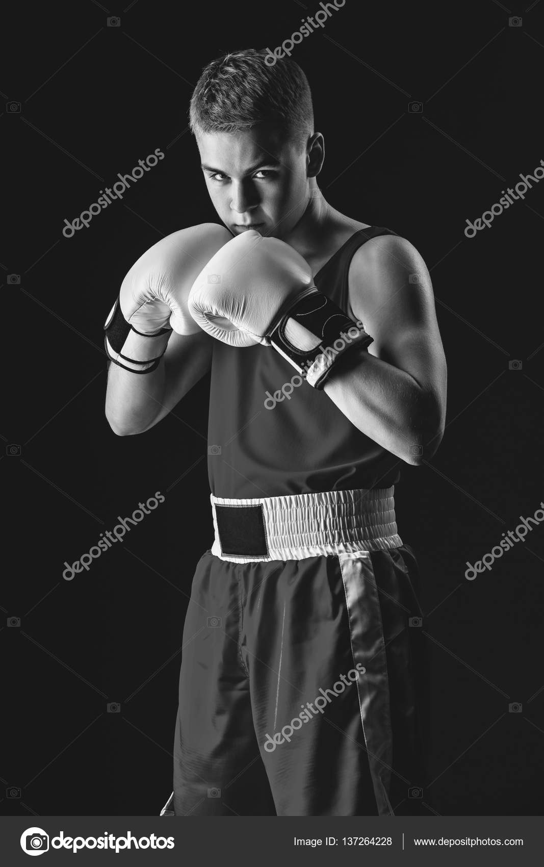 Young boxer sportsman on black background — Stock Photo © Svetography ...