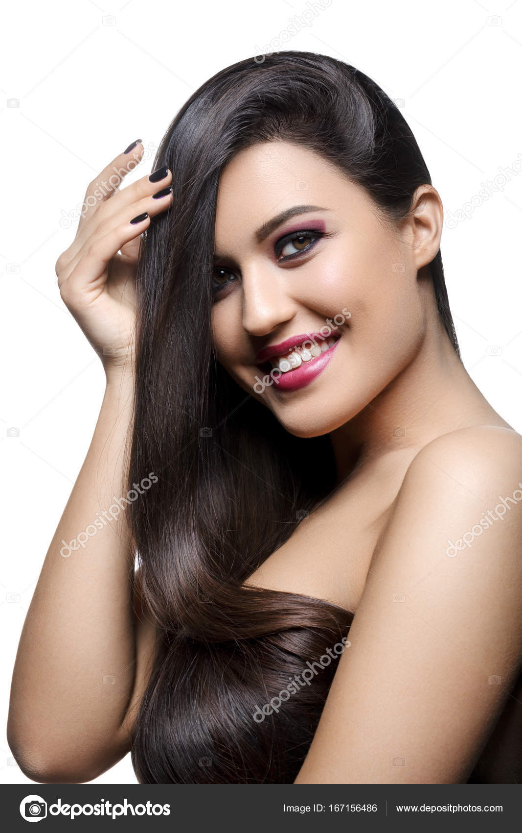 Girl with beautiful long dark hair ⬇ Stock Photo, Image by ...