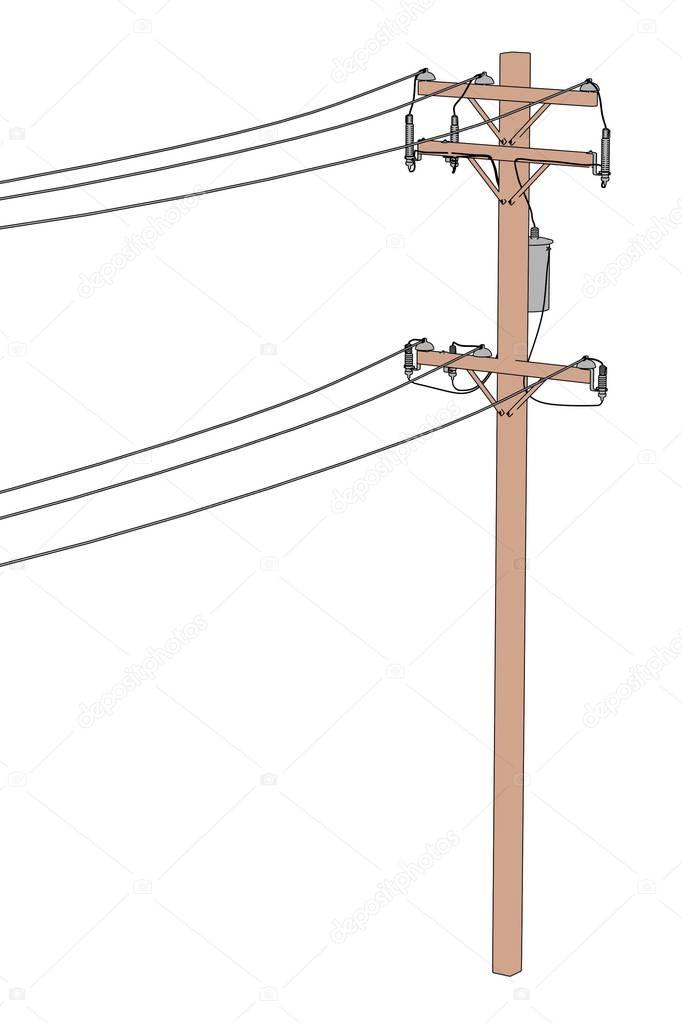 Poste electrico dibujo | Ilustración de dibujos animados 2D de las ...