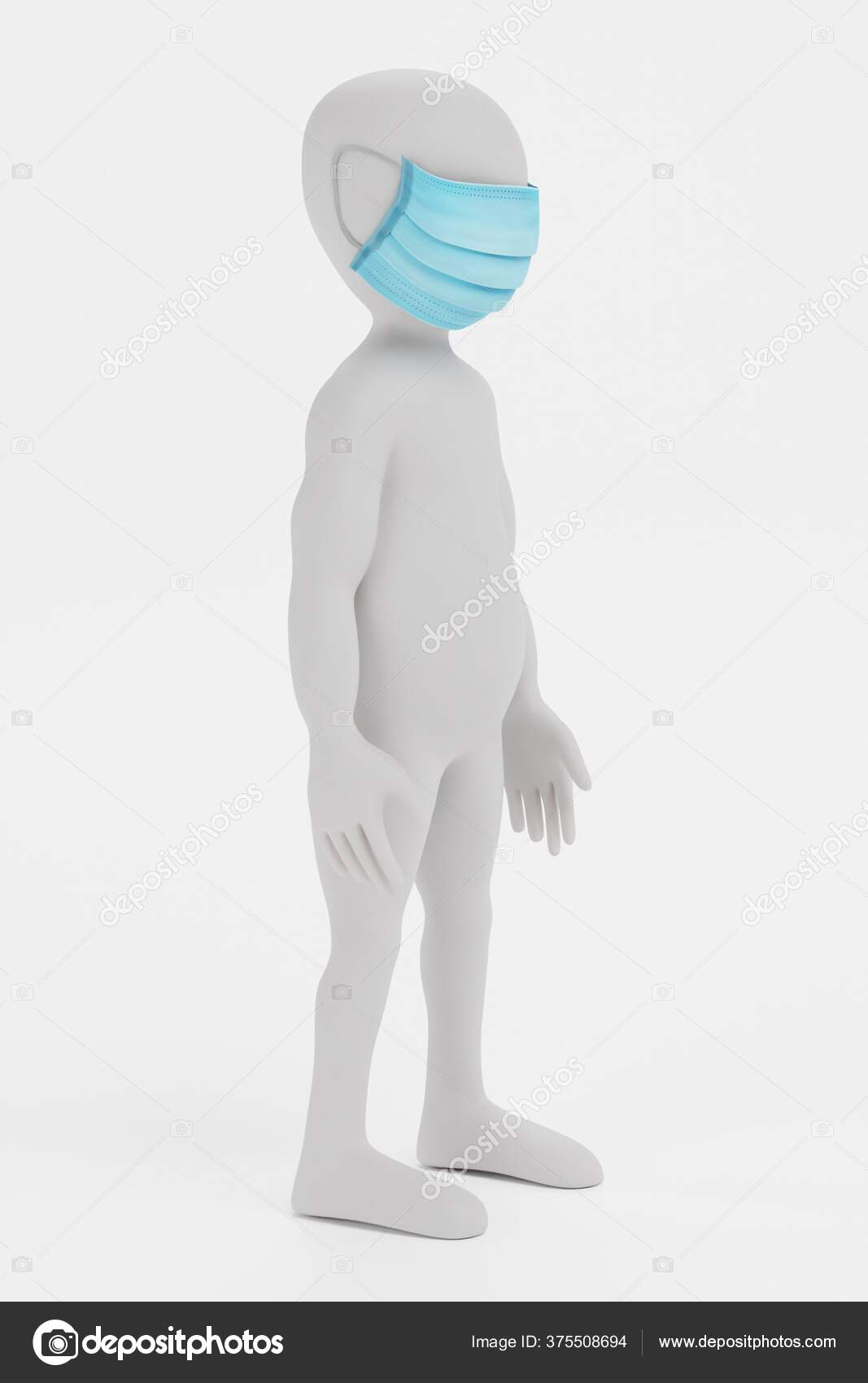 Render Cartoon Character Face Mask — Stock Photo © 3drenderings #375508694