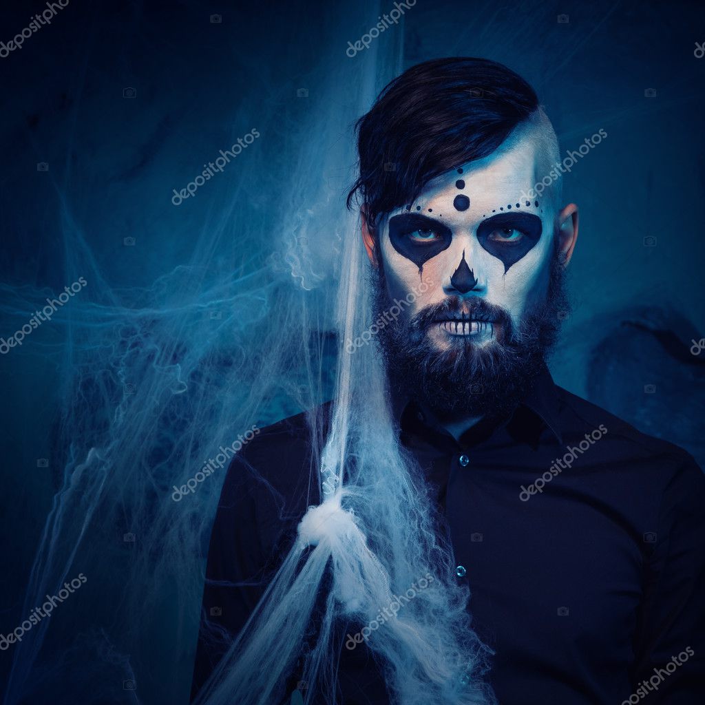 Day Of The Dead Face Paint For Men With Beards