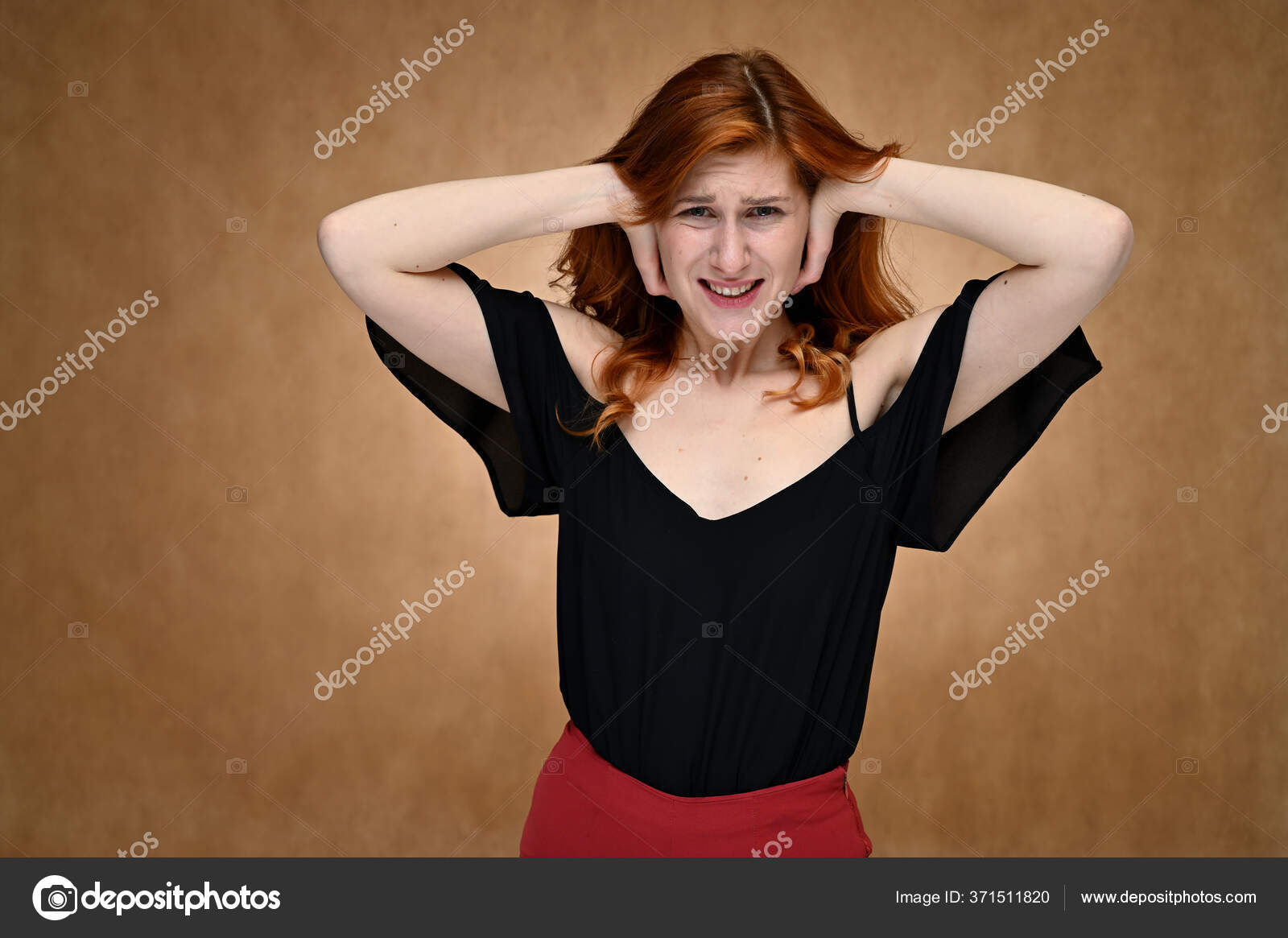 Model Actress Shows Different Emotions While Talking Camera Studio ...