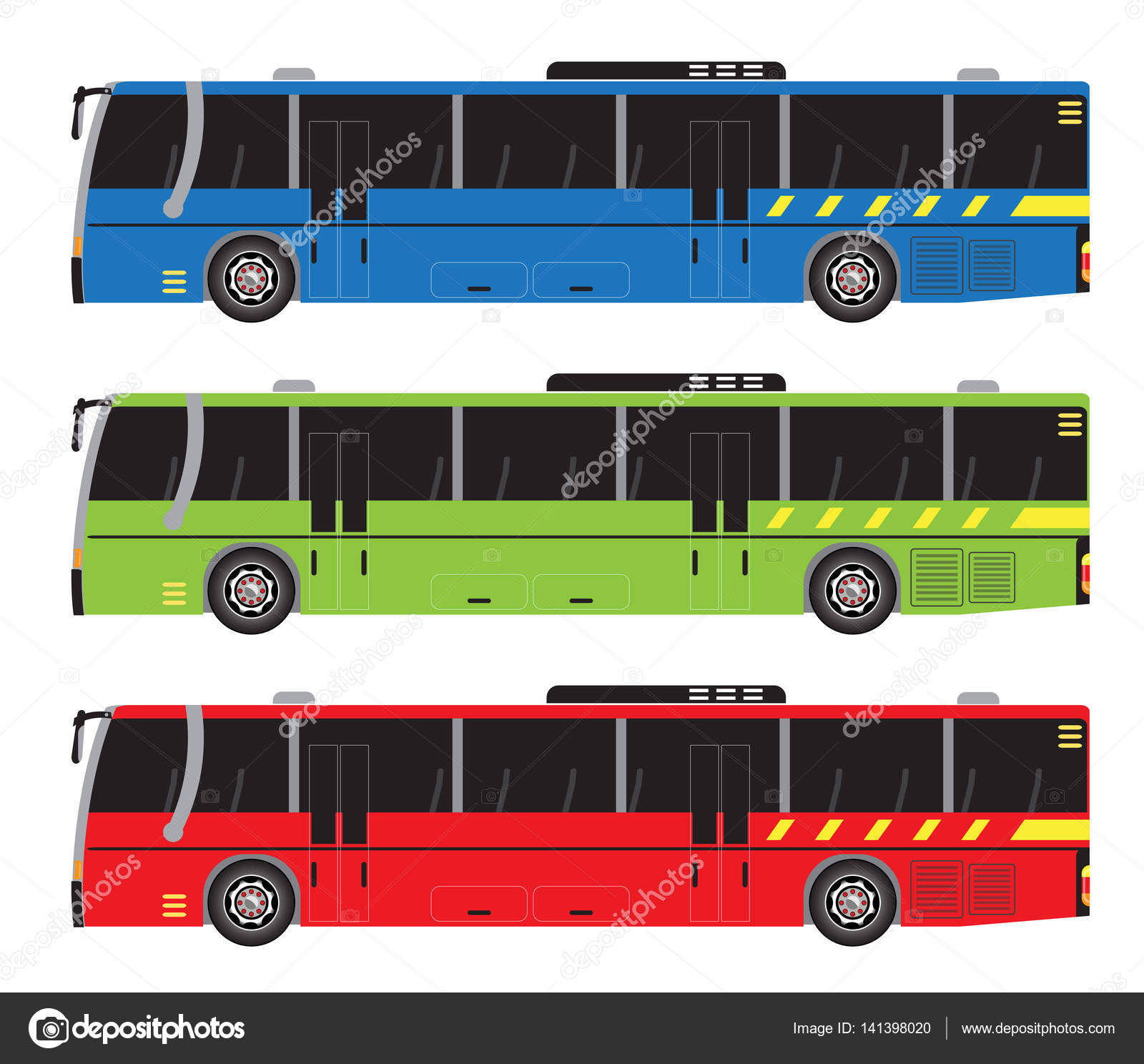 Set dari vektor Bus Kota terisolasi Vektor Stok oleh ©nitinut380 141398020