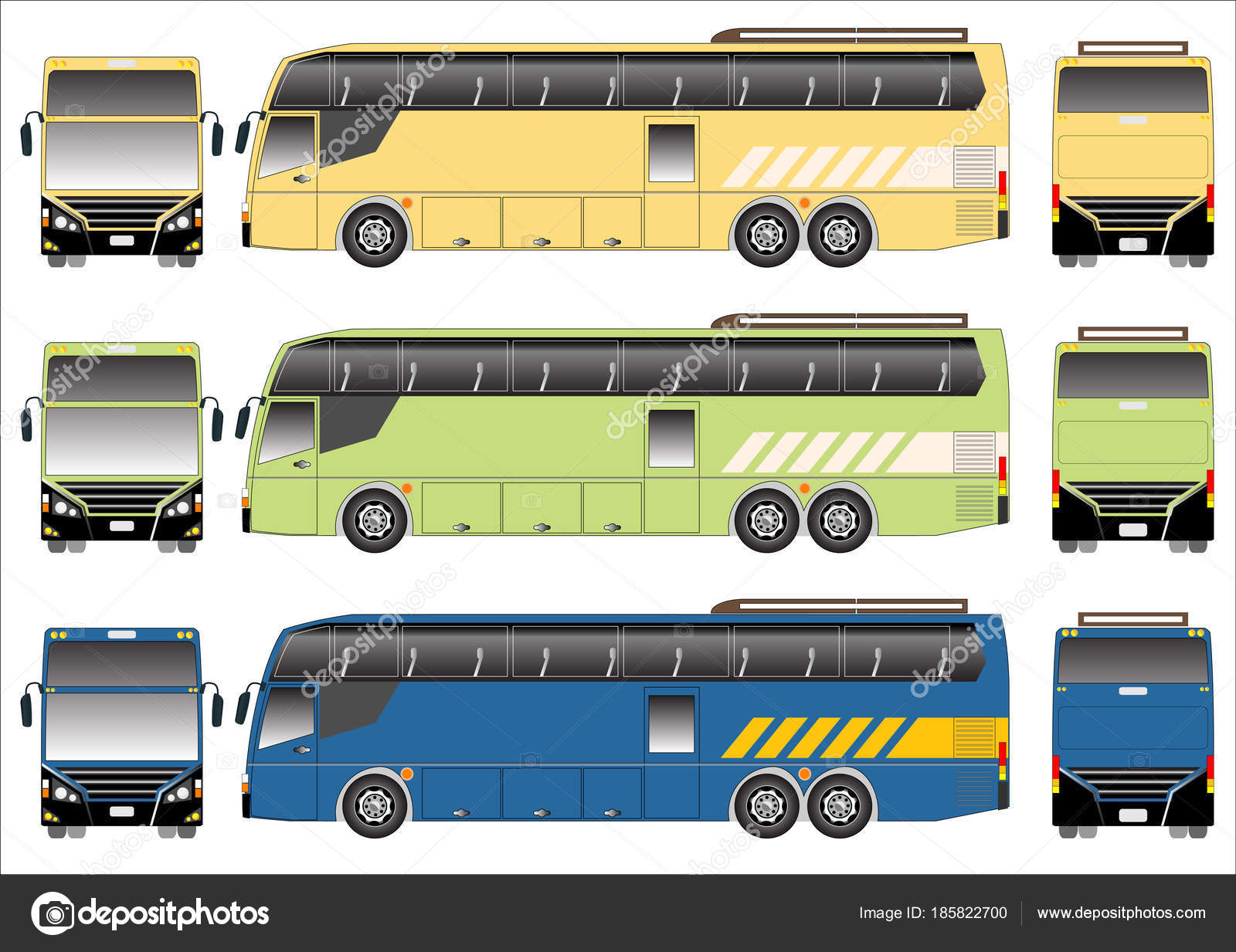 Set City Bus Vector Isolated White Background Stock Vector Image by ...