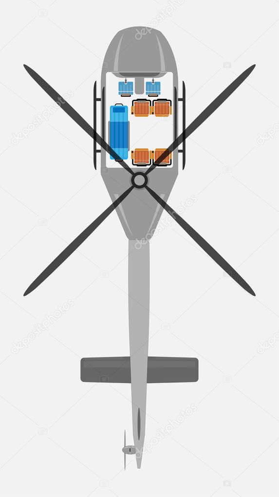Top View Show Seat Map of Ambulance Helicopter Vector and Illustration ...