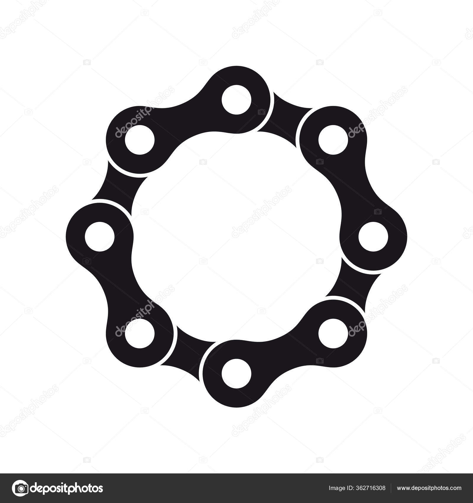Vector Black Circle Created Bike Chain Isolated White Background Stock ...