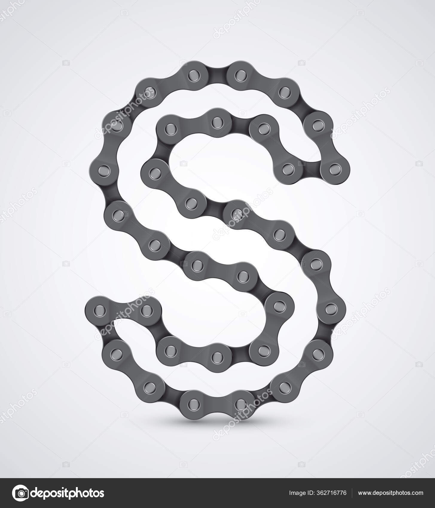 Vector Letter Created Realistic Bike Chain Alphabet Symbol Isolated ...