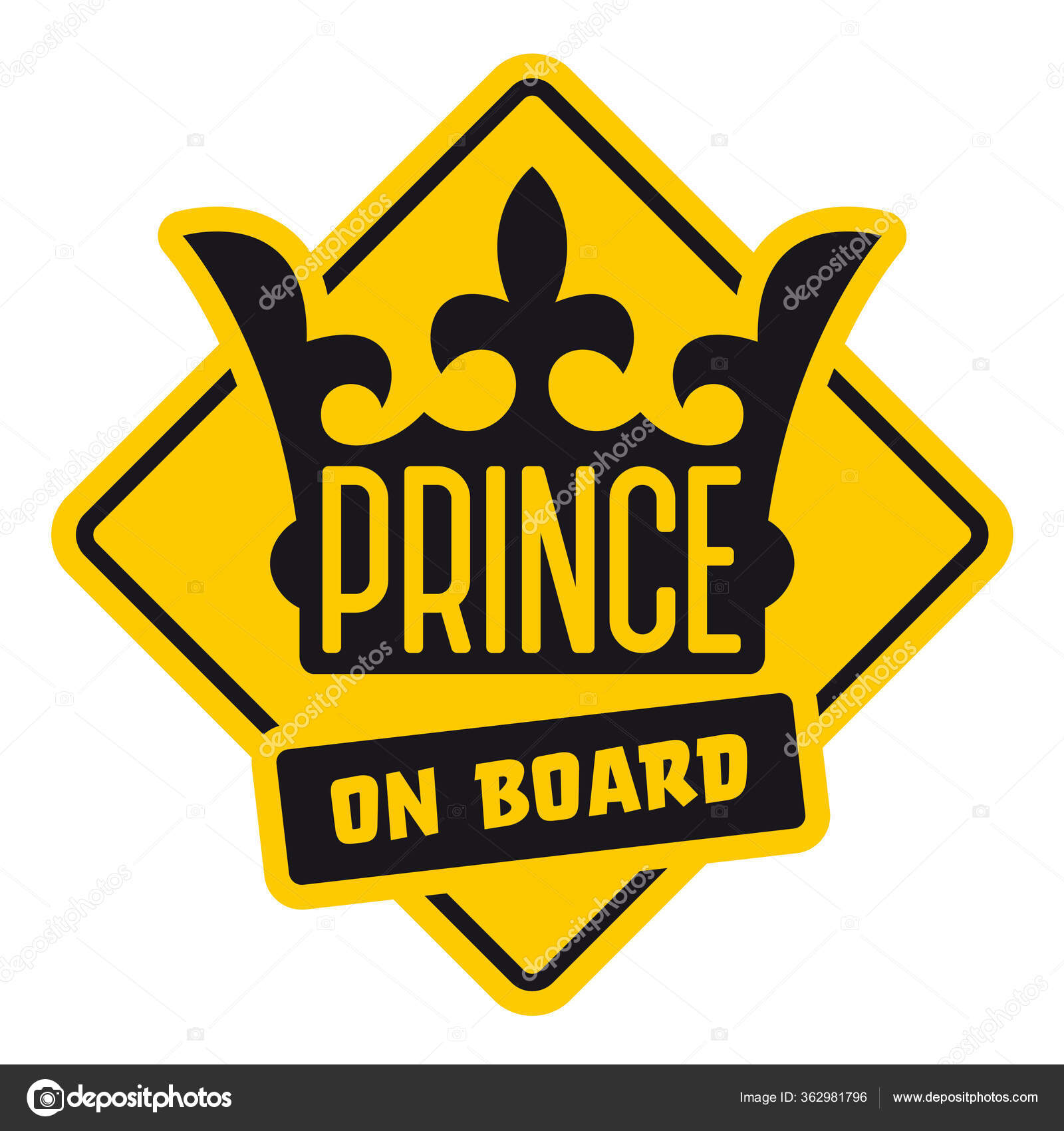 Signo Amarillo Vectorial Corona Del Rey Imagen Con Texto Príncipe ...