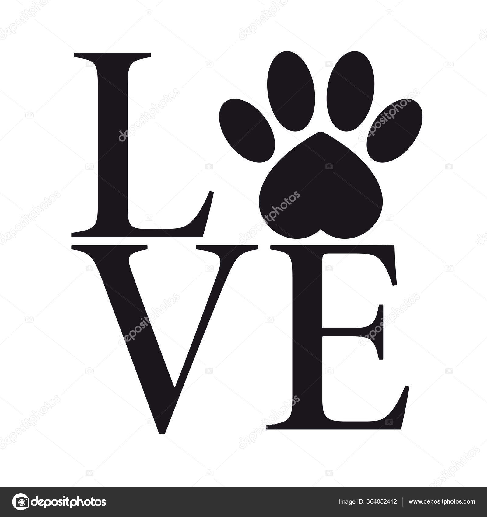 Vector Black Sticker Logo Love Animal Footprint Isolated White ...