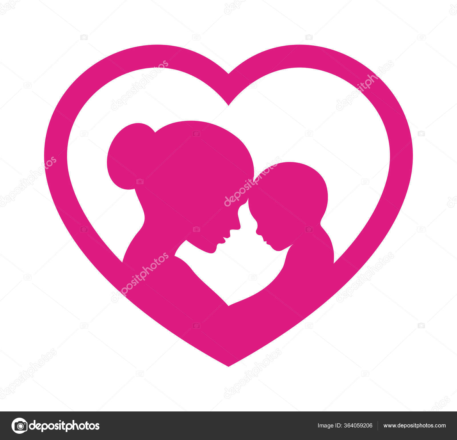 Mother And Child Heart Silhouette