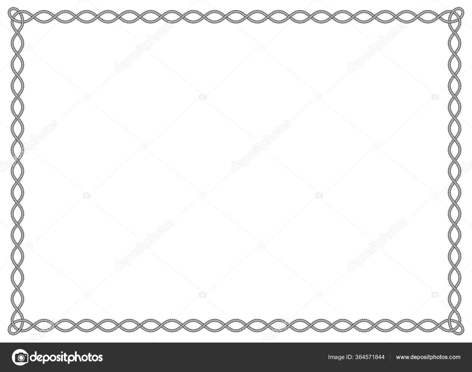 Vector Black Template Rectangle Rope Frame Border Line Isolated White ...