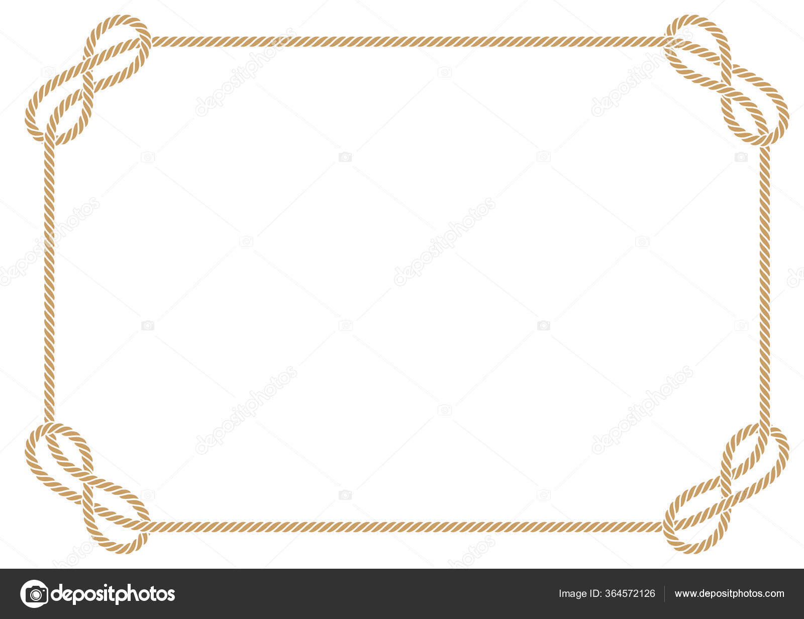 Vector Rectangular Frame Made Intertwined Ropes White Background Stock ...