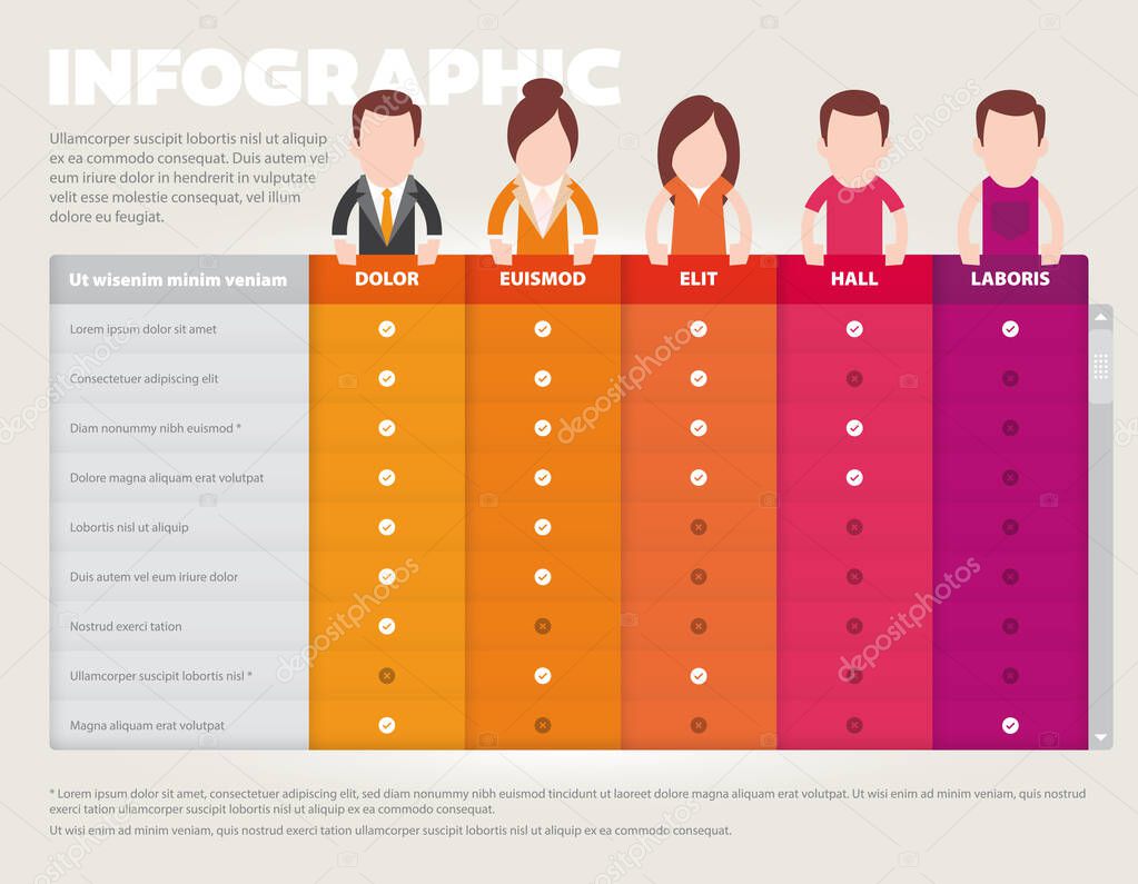 Tarjetas de infografía vectorial para comparar personas, productos con ...