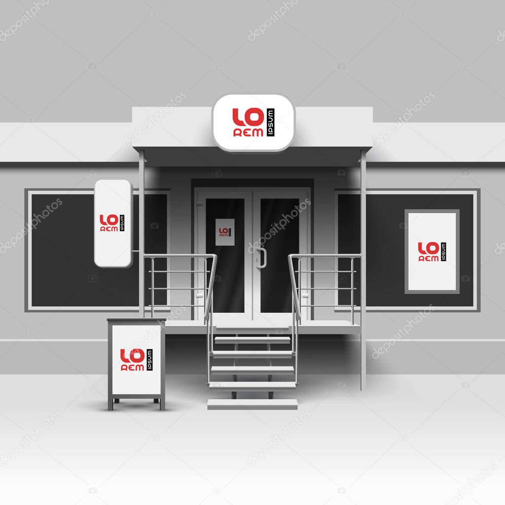 Blank store with elements of outdoor advertising — Stock Vector ...